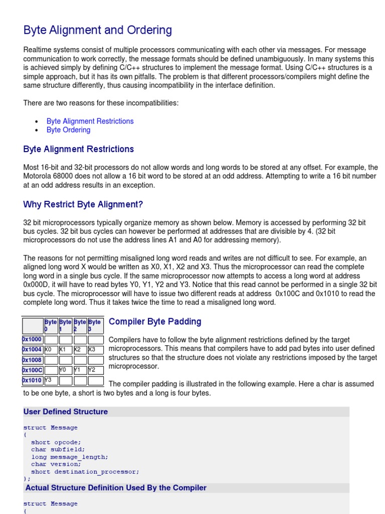 Byte Alignment and Ordering | PDF | Computer Data | Computing