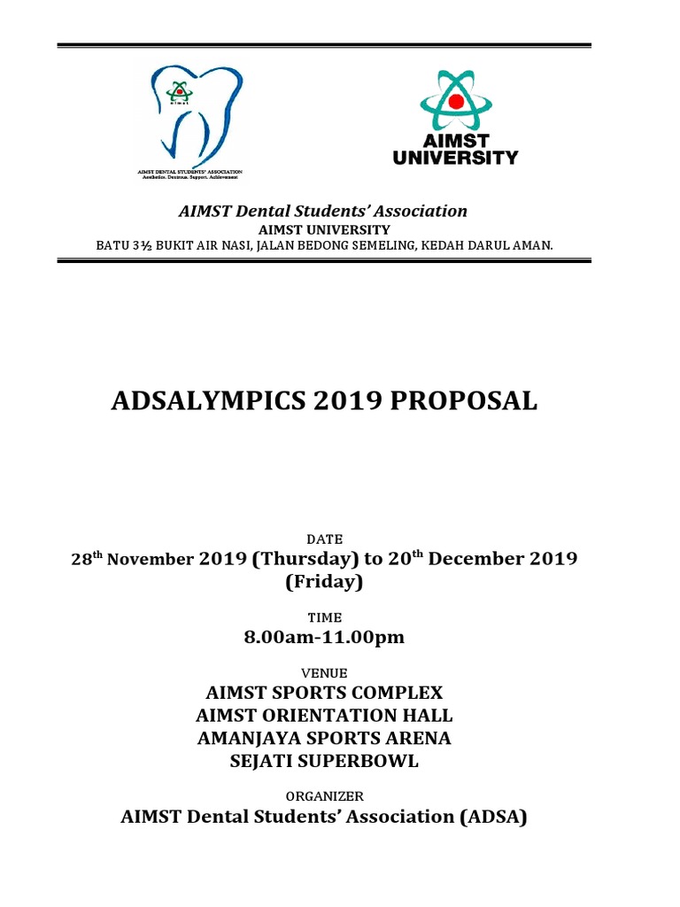 Adsalympics Proposal 2019 | PDF | Dentistry