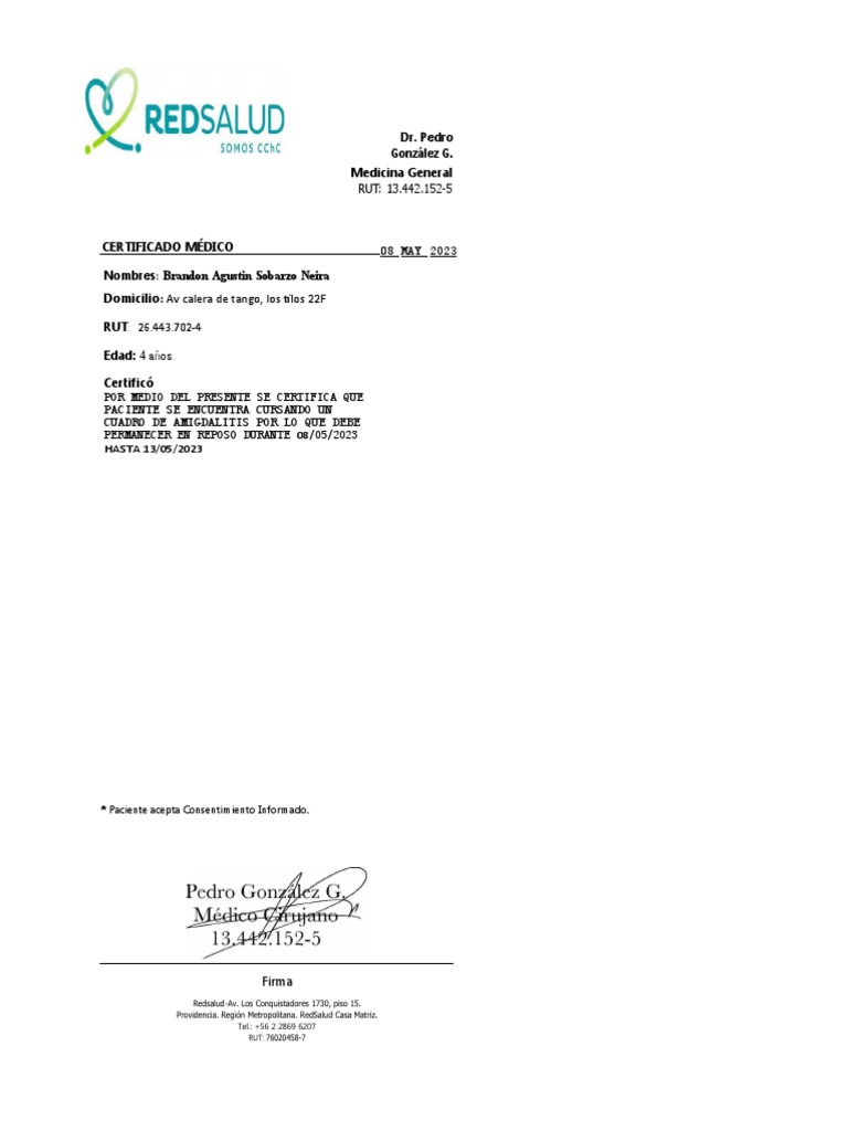 Redsalud Certificado | PDF