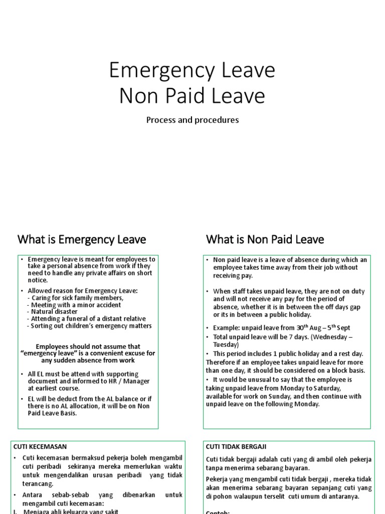 Emergency Leave and Un Paid Leave | PDF | Labor Relations | Labor