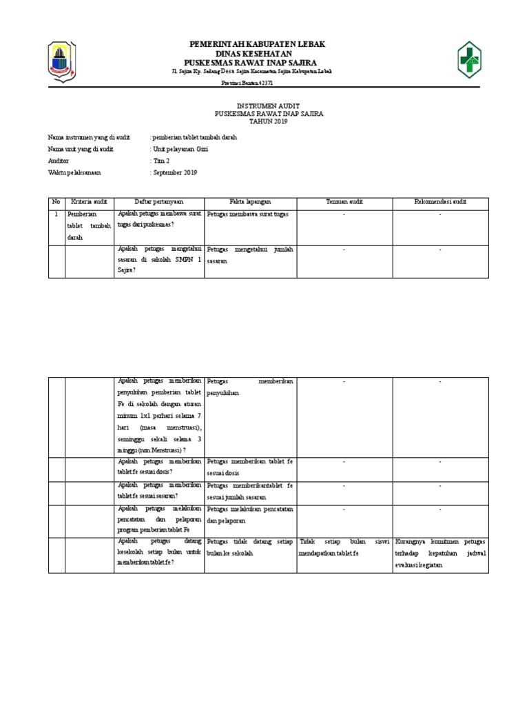 Instrumen Audit | PDF