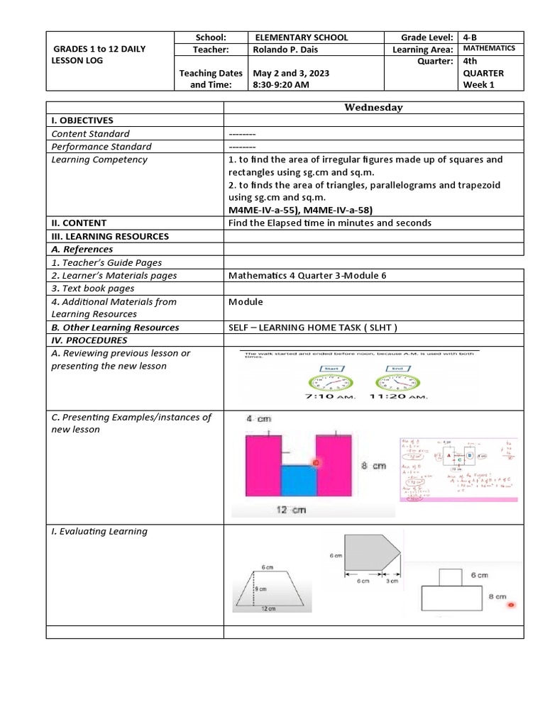 4th Quarter Math Lesson Plan for Grade 4 | PDF