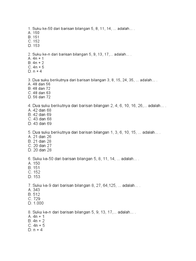 Soal MM Pola Bilangan | PDF | Metode & Bahan Ajar | Seni