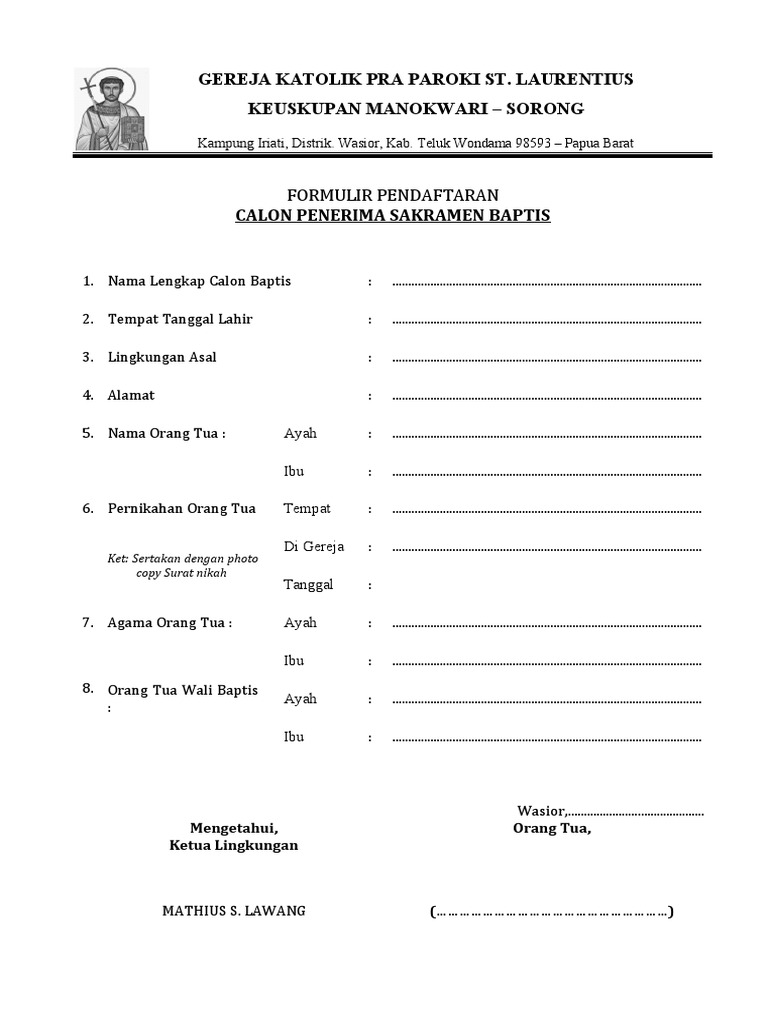 Formulir Baptis | PDF