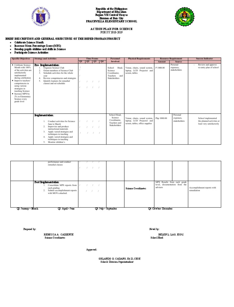 ACTION PLAN-science | PDF