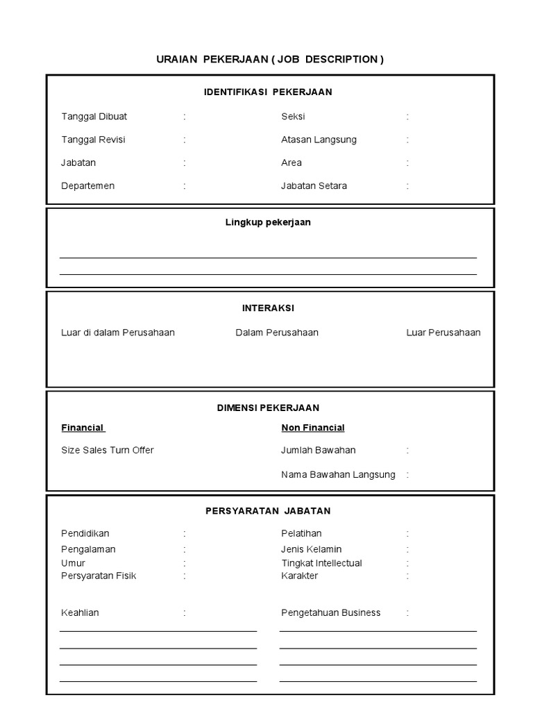 Deskripsi Pekerjaan dan Form Jobdesk | PDF