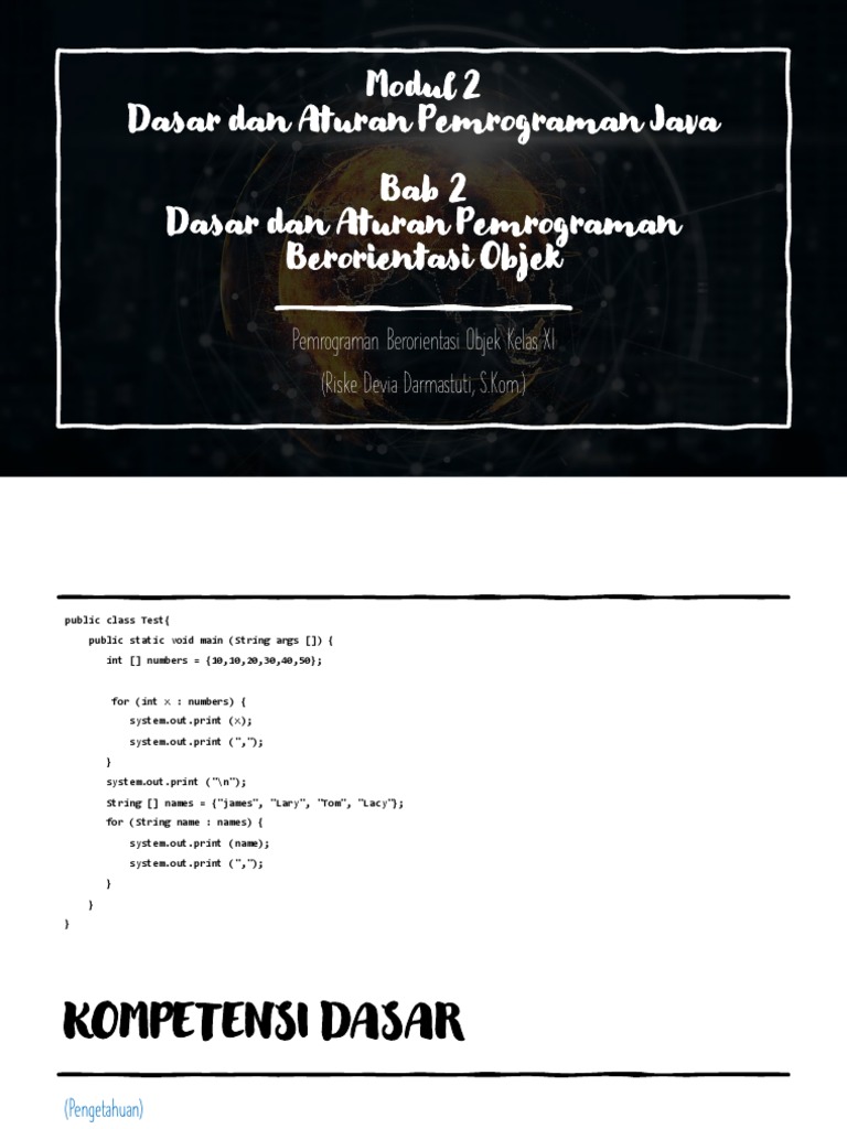 Modul 2 - Bab 2 Dasar Dan Aturan Pemrograman Berorientasi Objek | PDF