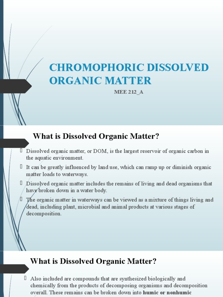 Chromophoric-Dissolved-Organic-Matter | PDF | Organic Matter | Water
