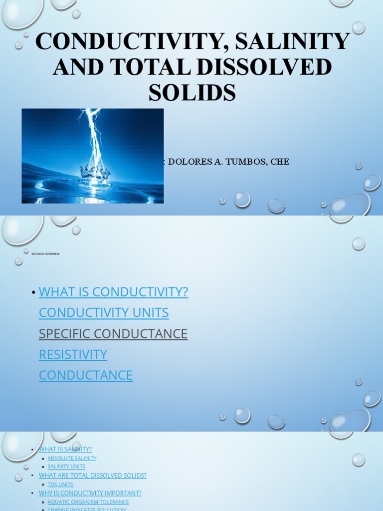 Salinity, Conductivity, and TDS Explained | PDF | Salinity | Water