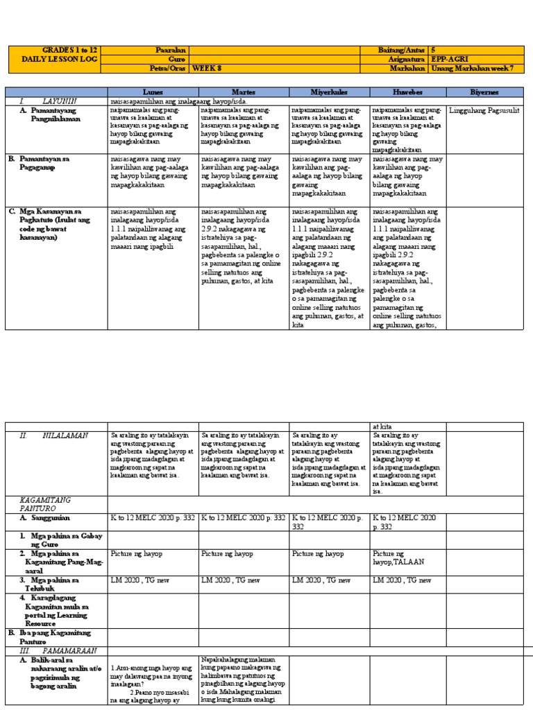 DLL 5 WEEK 7 EPP AGRI | PDF