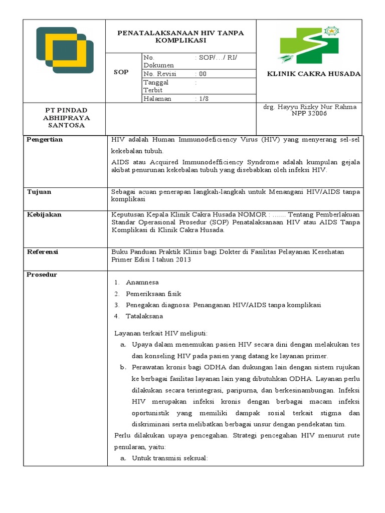 Penatalaksanaan HIV Tanpa Komplikasi | PDF | Kesehatan Holistik | Sains ...