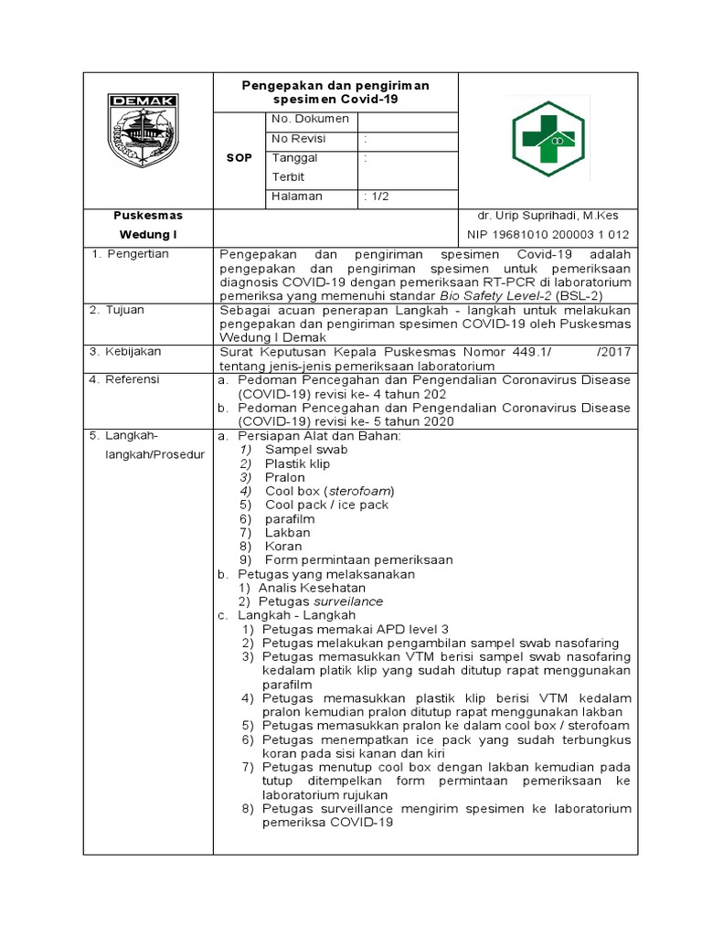 Sop Pengepakan Dan Pengiriman Sampel | PDF | Pengembangan Diri | Sains ...