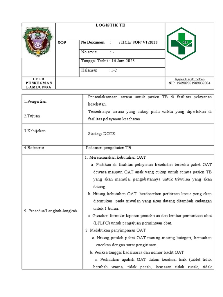 Sop Logistik TB | PDF