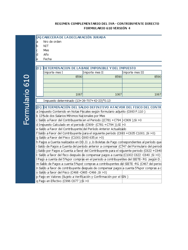 610 excel Consultor linea | PDF | Impuestos | Finanza pública