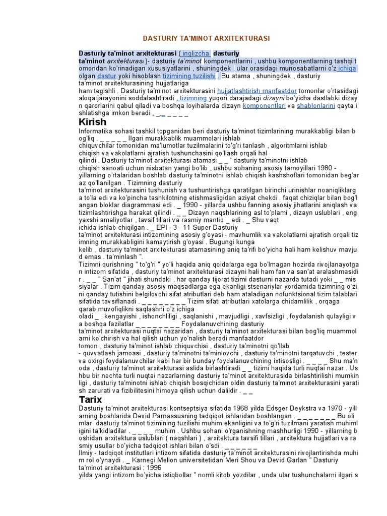 7, DASTURIY TAminot Arxitekturasi | PDF