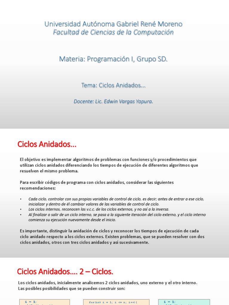 Explicacion Ciclos Anidados | PDF | Algoritmos | Desarrollo de software