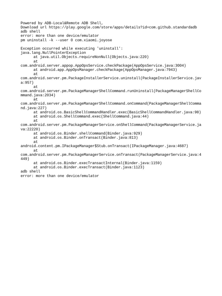 ADB Shell Error: Multiple Devices | PDF