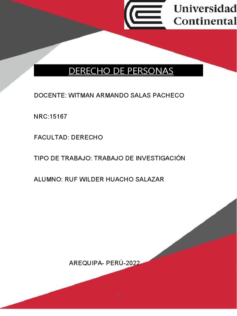 Derecho de Personas Producto Academico 3 | PDF | Finanzas y dinero | Derecho
