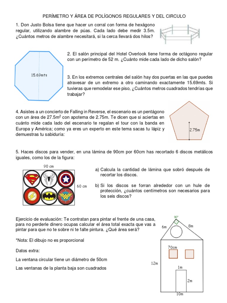 Ejercicios de Área y Perímetro para Secundaria | PDF | Geometría ...