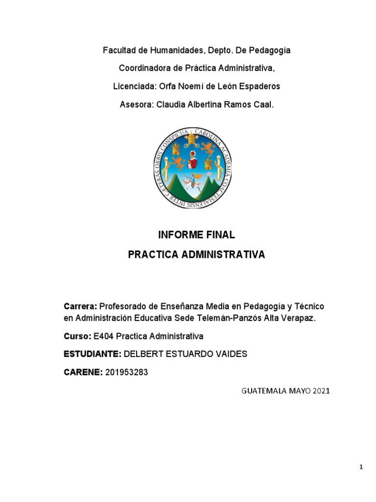Informe Practica Administrativa | PDF