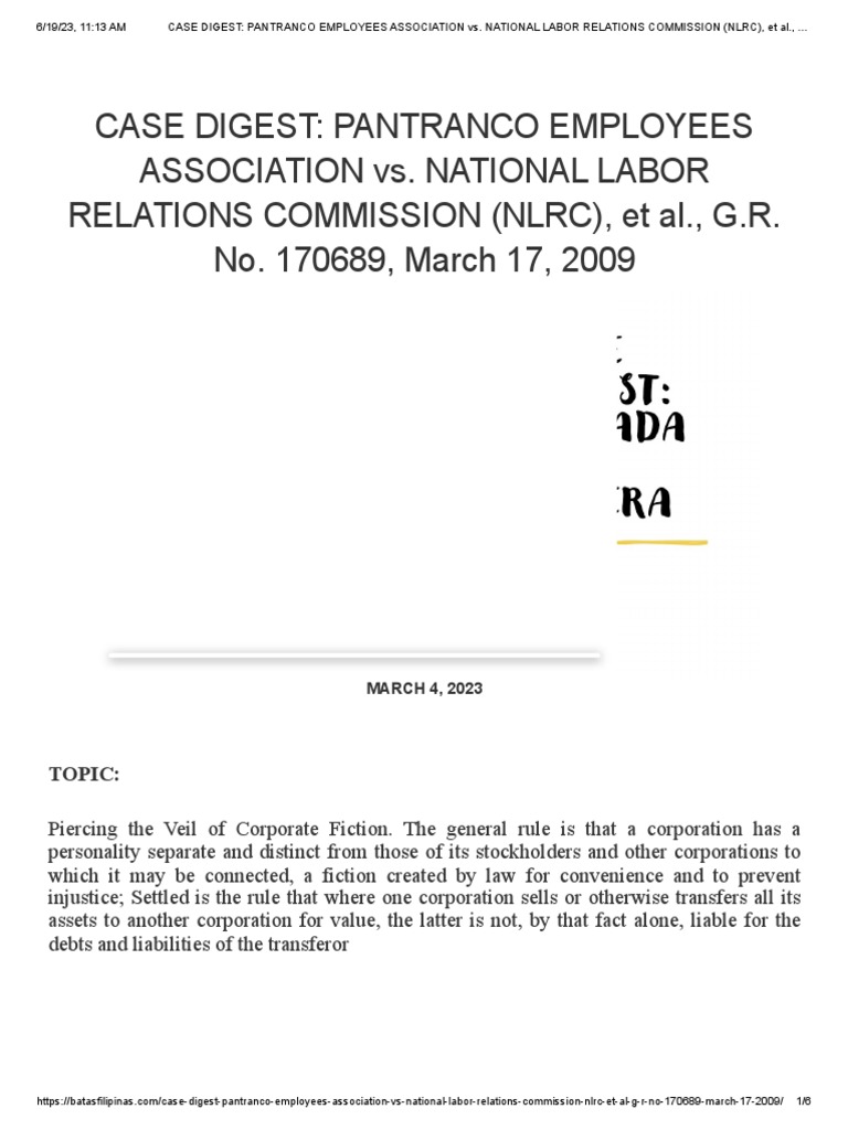 Pantranco North Express, Inc. vs. NLRC, Et. Al. Digest | PDF