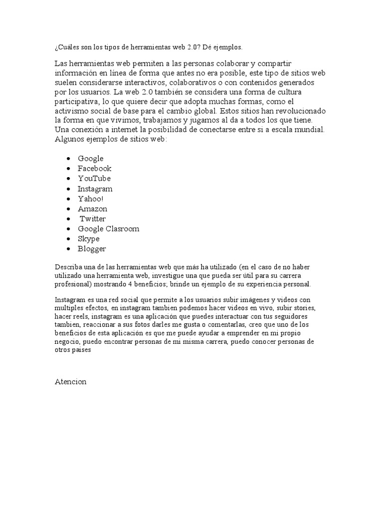 Cuáles Son Los Tipos de Herramientas Web 2 | PDF