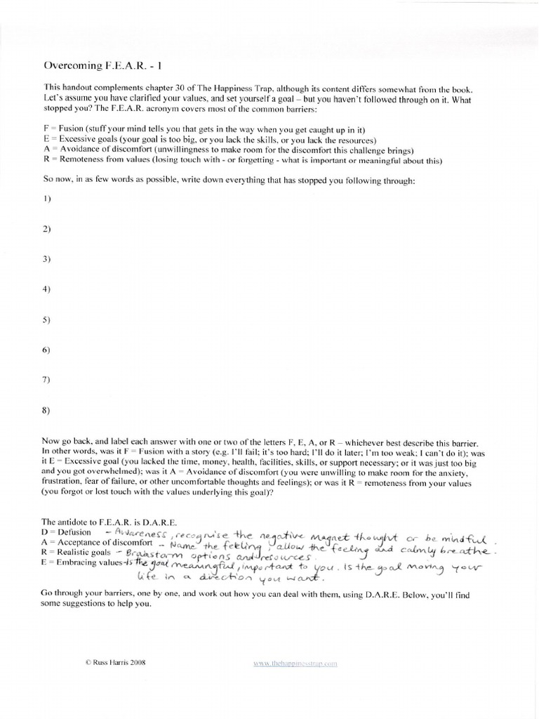 ACT Defusion Worksheet | PDF