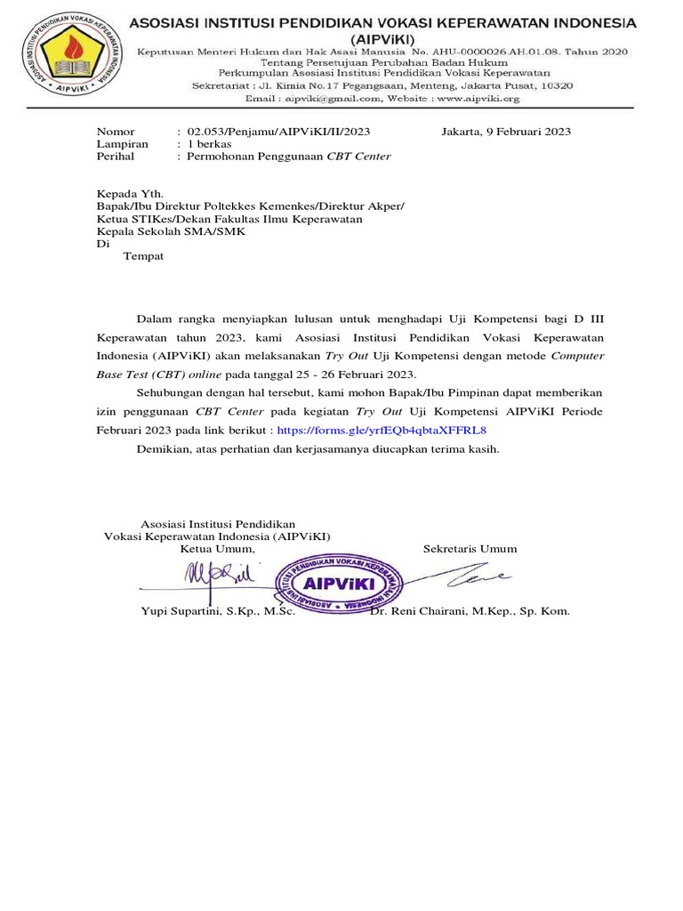 053.02-Permohonan Penggunaan CBT Center | PDF