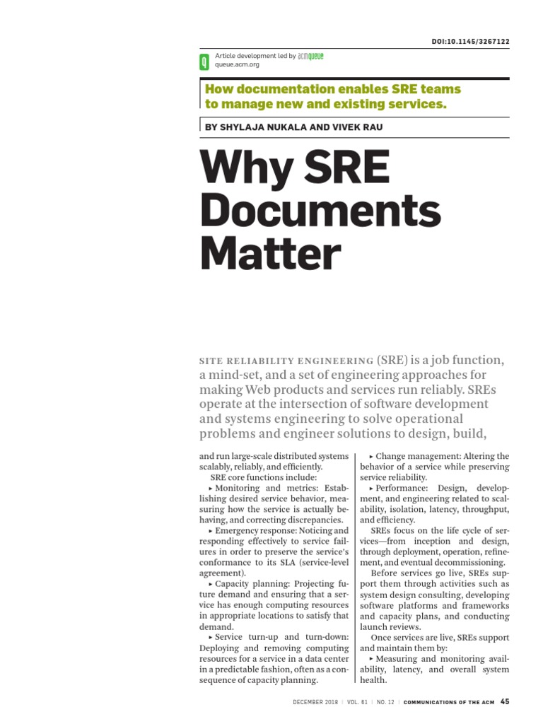 Why Sre Documents Matter: How Documentation Enables SRE Teams To Manage New and Existing ...