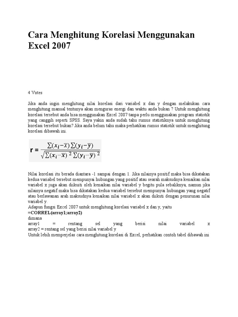 Cara Menghitung Korelasi | PDF