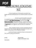 Acknowledgement for Class 12 Project | PDF