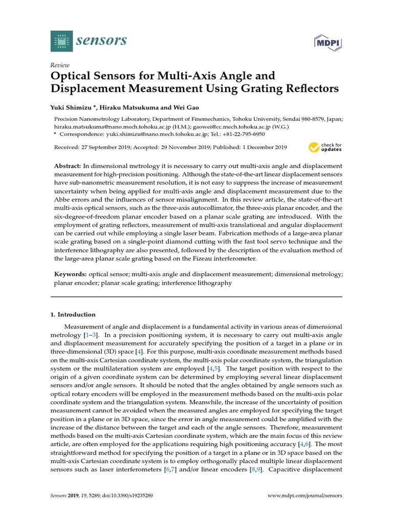 Optical Sensors For Multi-Axis Angle and | PDF | Interferometry | Optics