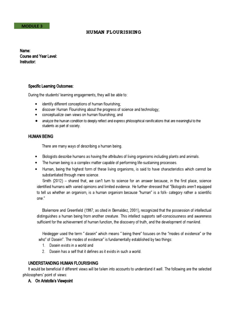 Module 3 Human Flourishing | PDF | Happiness | Science