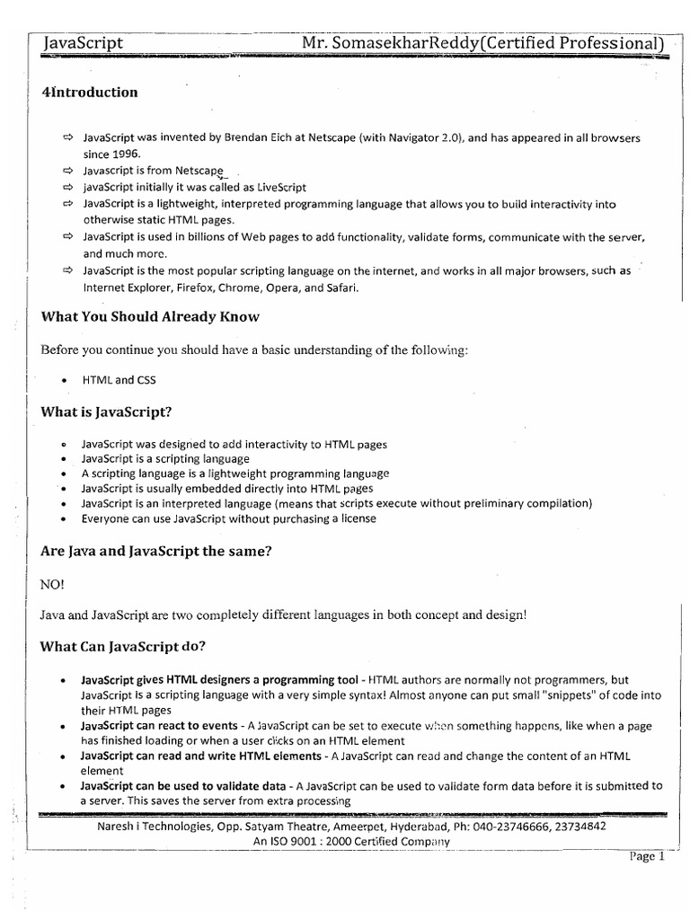 Javascript Notes Reddy Pdf 