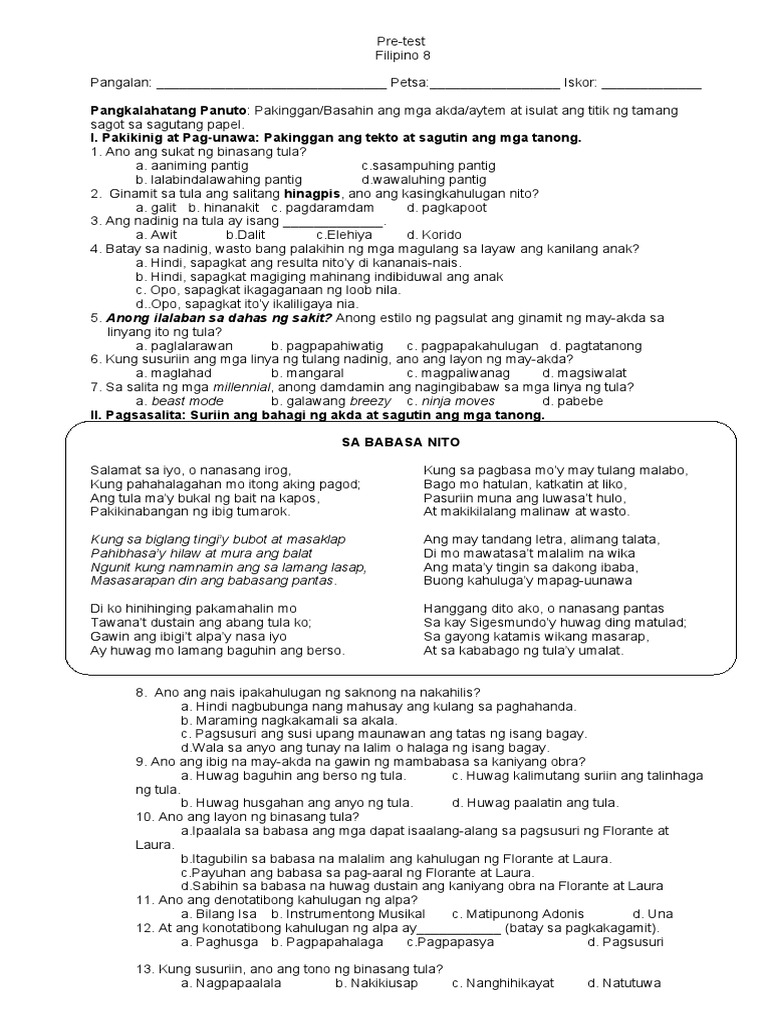 Filipino 8 | PDF