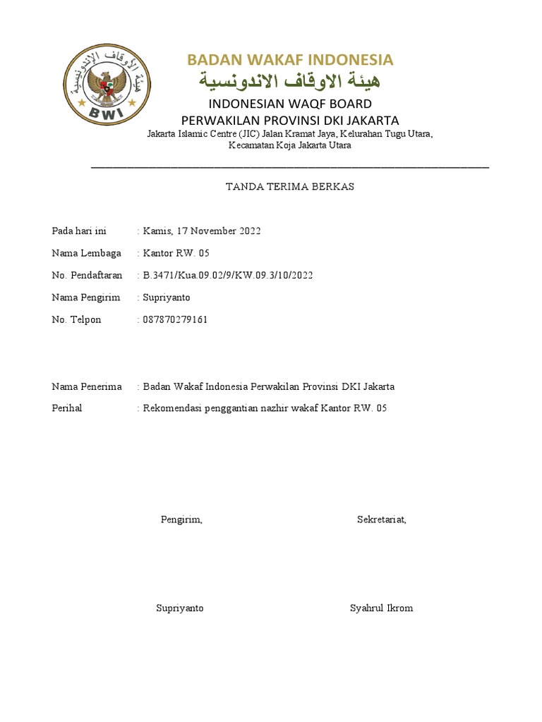 Rekomendasi Nazhir Wakaf RW 05 | PDF | Bisnis | Pengelolaan Keuangan & Uang
