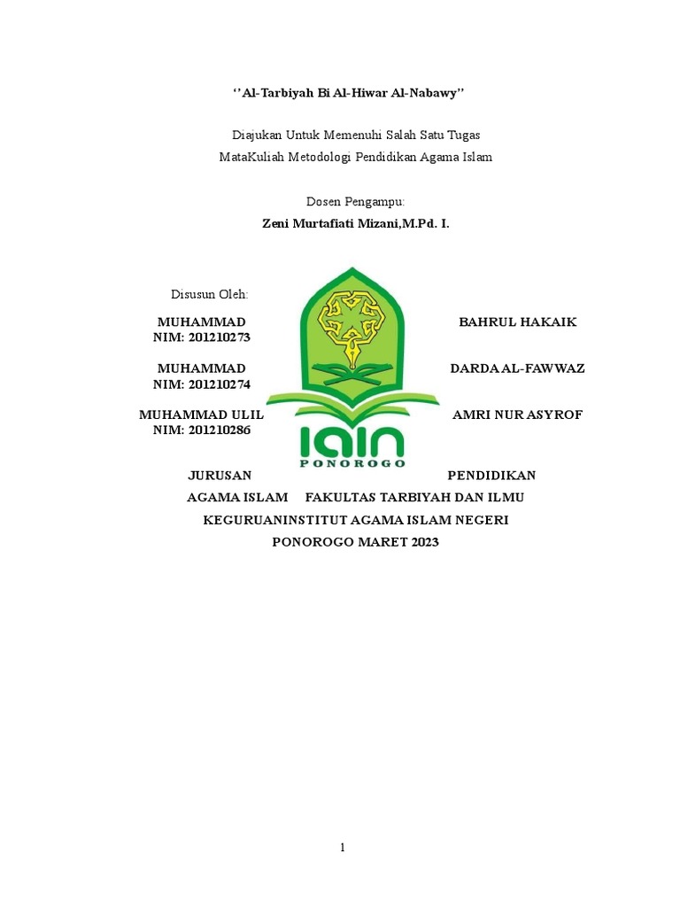 Kelompok 5 Al Hiwar an-nabawi | PDF