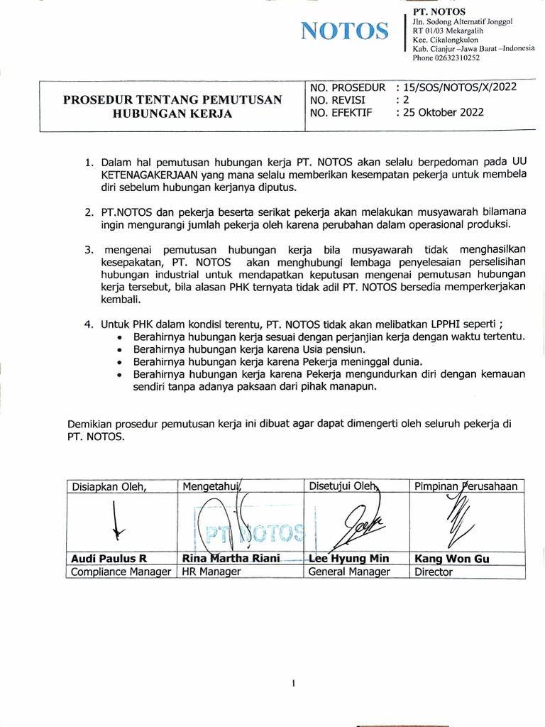 Prosedur Terminasi | PDF