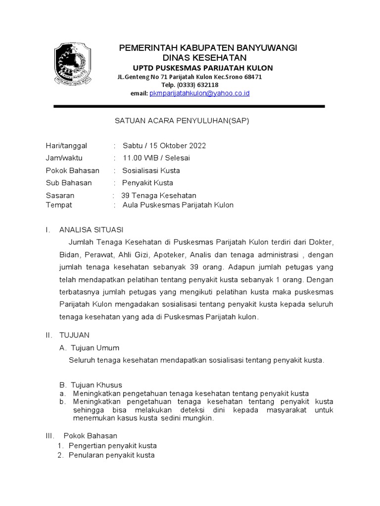 SAP Sosialisasi Kusta | PDF