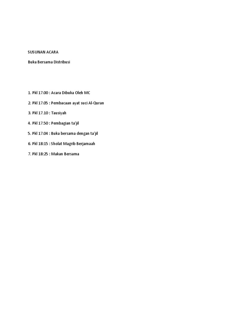 SUSUNAN ACARA Bukber | PDF