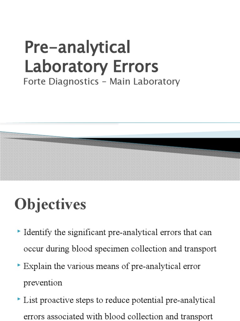 Pre Analytical Errors Pdf Vein Patient