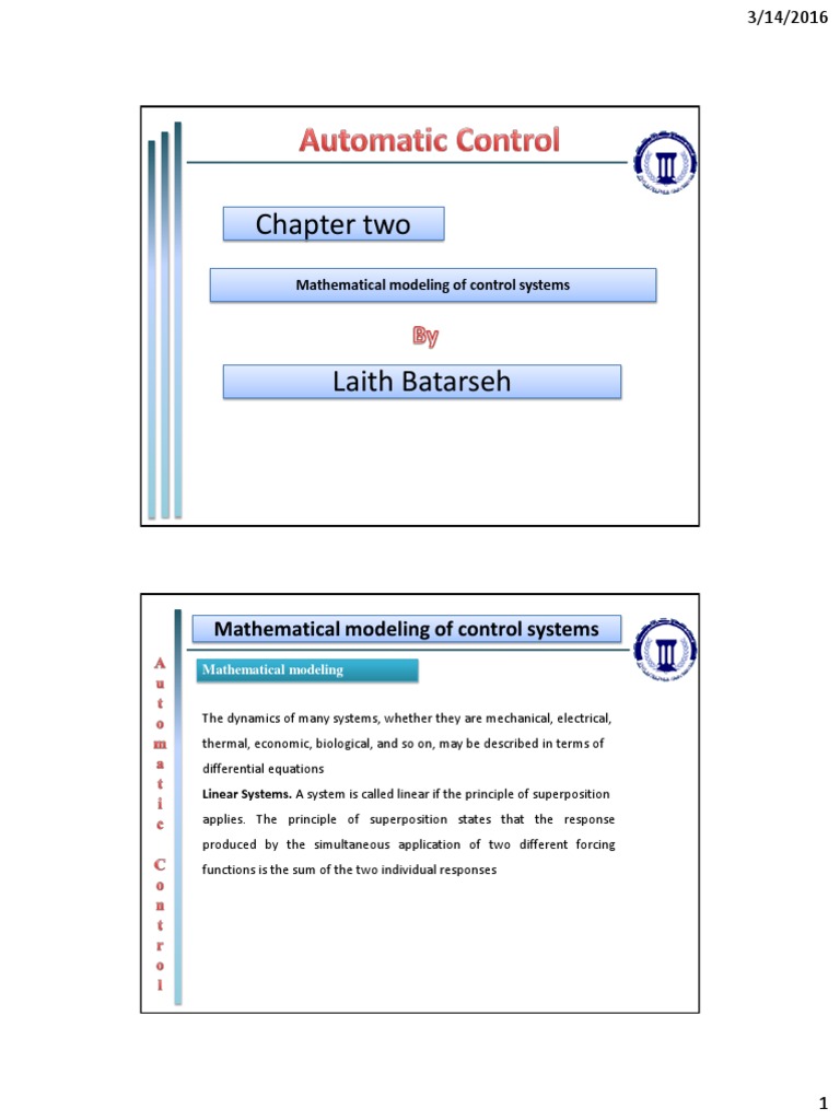 Chapter 2_Mathematical Modeling_2 | PDF | Control Theory | Systems Science