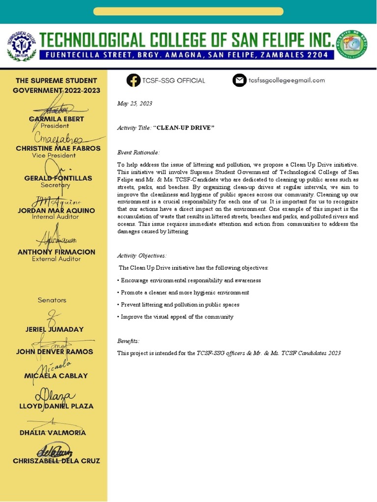 Clean Up Drive Proposal 2023 | PDF