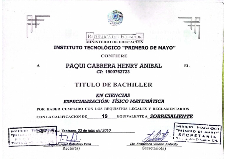 Titulo de Bachiller | PDF