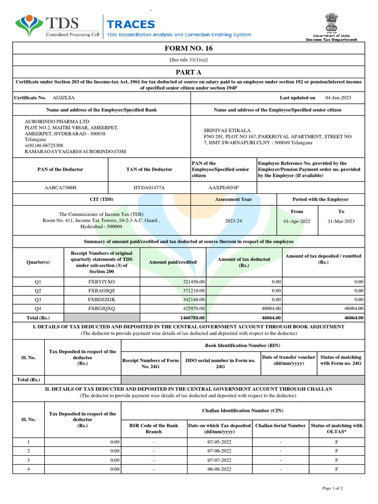 _Form16_2012_AAXPE4654P_2023-24 | PDF | Personal Finance | Money