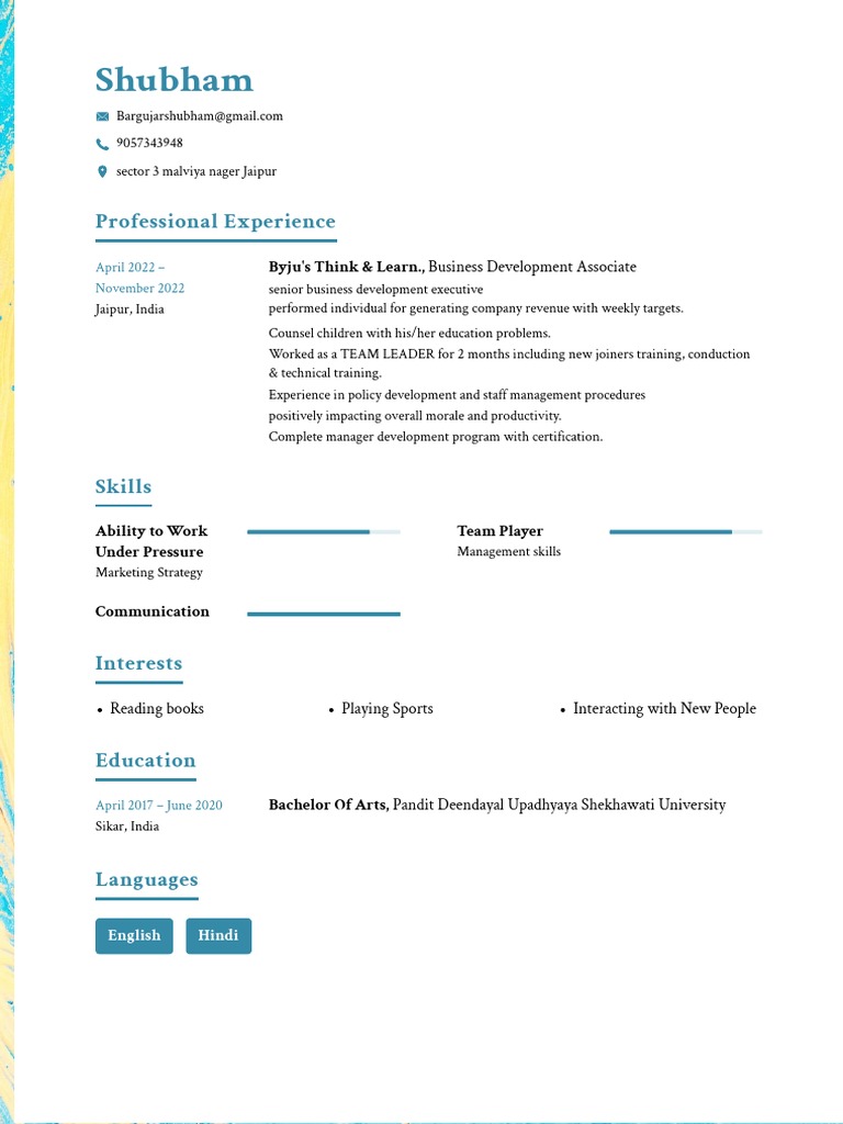 New CV Shubham | PDF