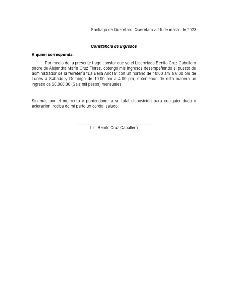 Constancia de Ingresos | PDF