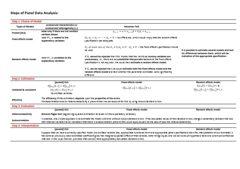 Steps of Panel Data Analysis | PDF