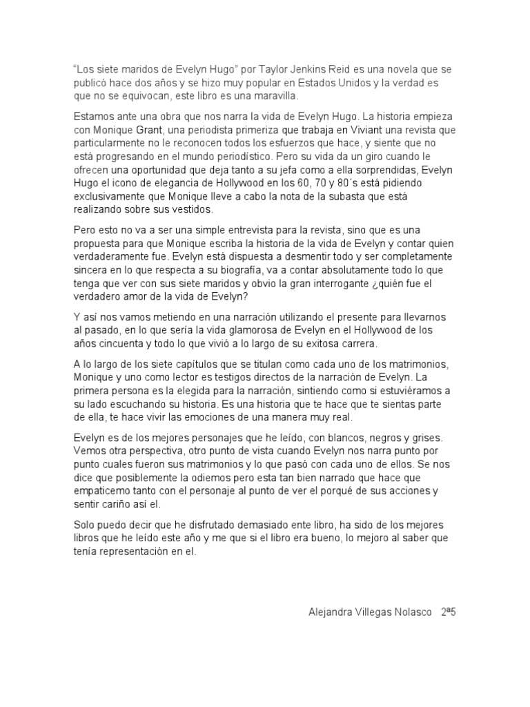 Los Siete Maridos de Evelyn Hugo | PDF