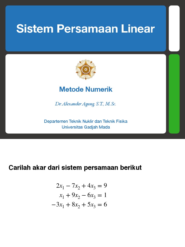 Metode Gauss untuk Sistem Persamaan Linear | PDF